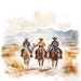 7 Cowboys Clipart, Wild West Cowboys Riding, Printable Watercolor ...