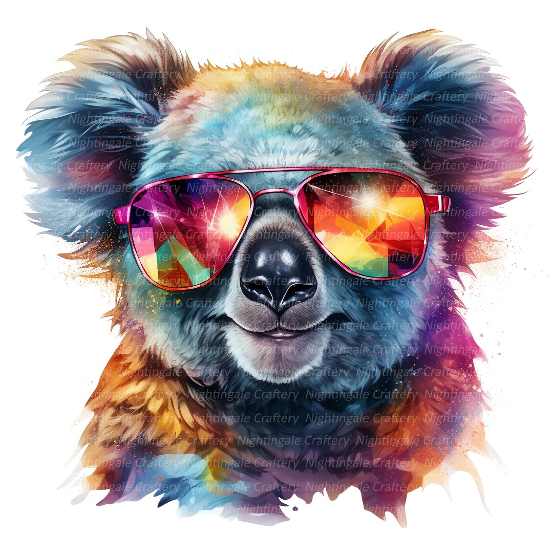 10 Cool Koala, Disco Koala Clipart, Printable Watercolor Clipart, High ...