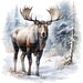 10 Moose in Winter Clipart, Printable Watercolor Clipart, High Quality ...