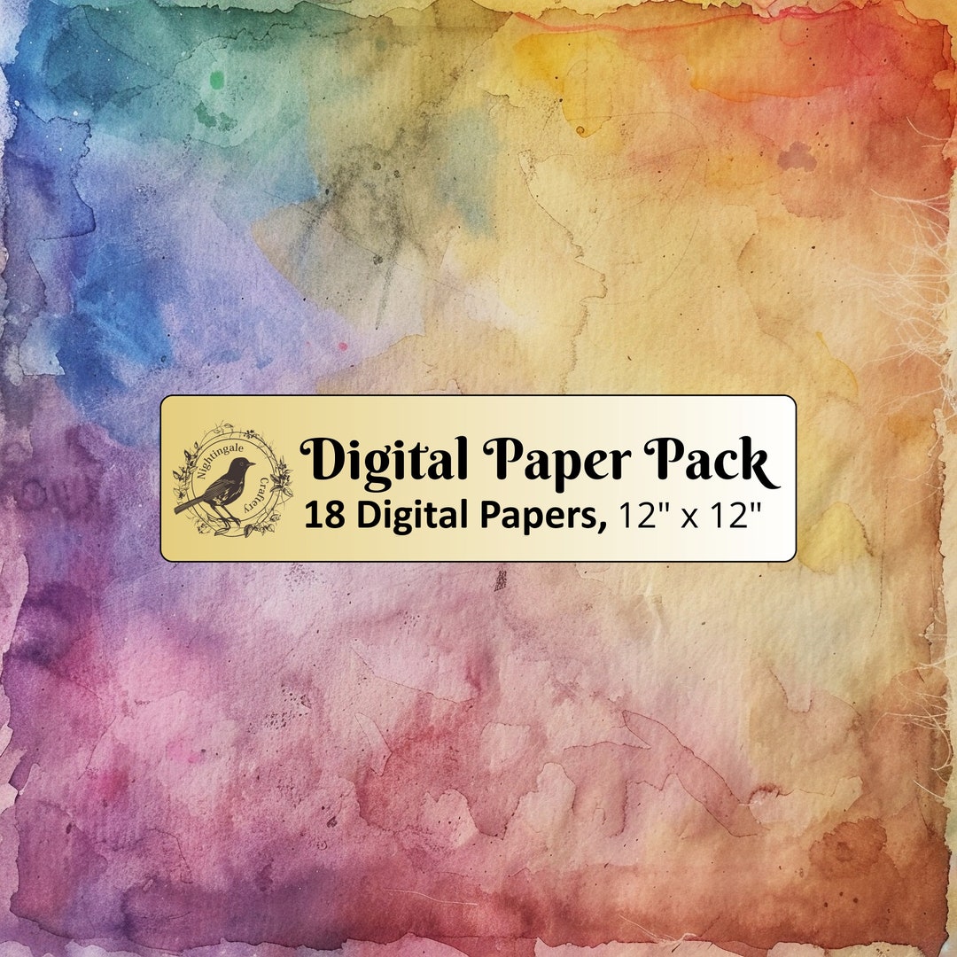 18 Fantasy Vintage Paper, 12 X 12 Digital Paper Pack, Rainbow Paper ...