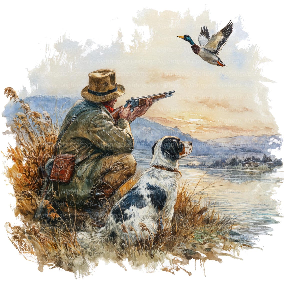 12 Hunting Wall Art, Hunter Clipart, Hunt, Printable Watercolor Clipart ...