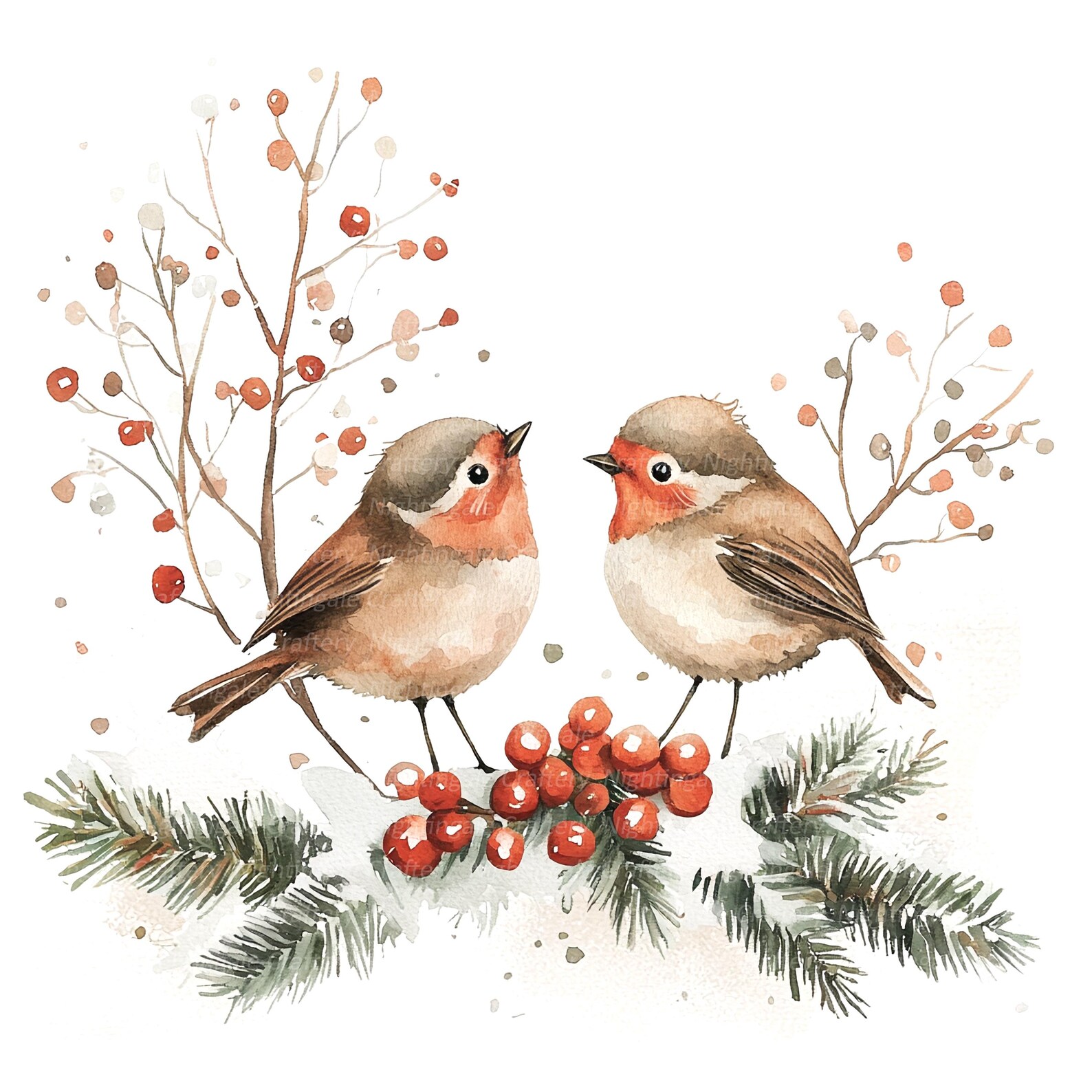 10 Christmas Birds Clipart, Red Cardinal, Robin, Printable Watercolor ...