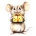 8 Mouse and Present Clipart, Birthday Card, Printable Watercolor ...