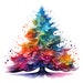 10 Abstract Christmas Tree Clipart, Rainbow, Printable Watercolor ...