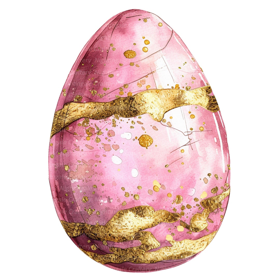 10 Golden Easter Egg Clipart, Easter Clipart, Printable Watercolor ...