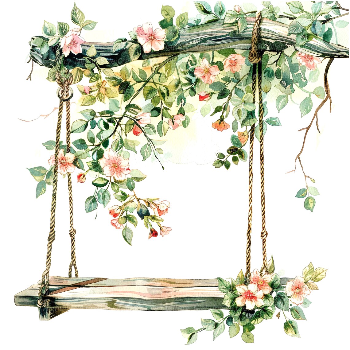 12 Floral Swing Clipart Set 2, Flower Swing, Printable Watercolor ...