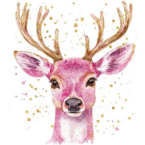 9 Pink Deer Clipart, Abstract Deer, Stag, Printable Watercolor Clipart ...