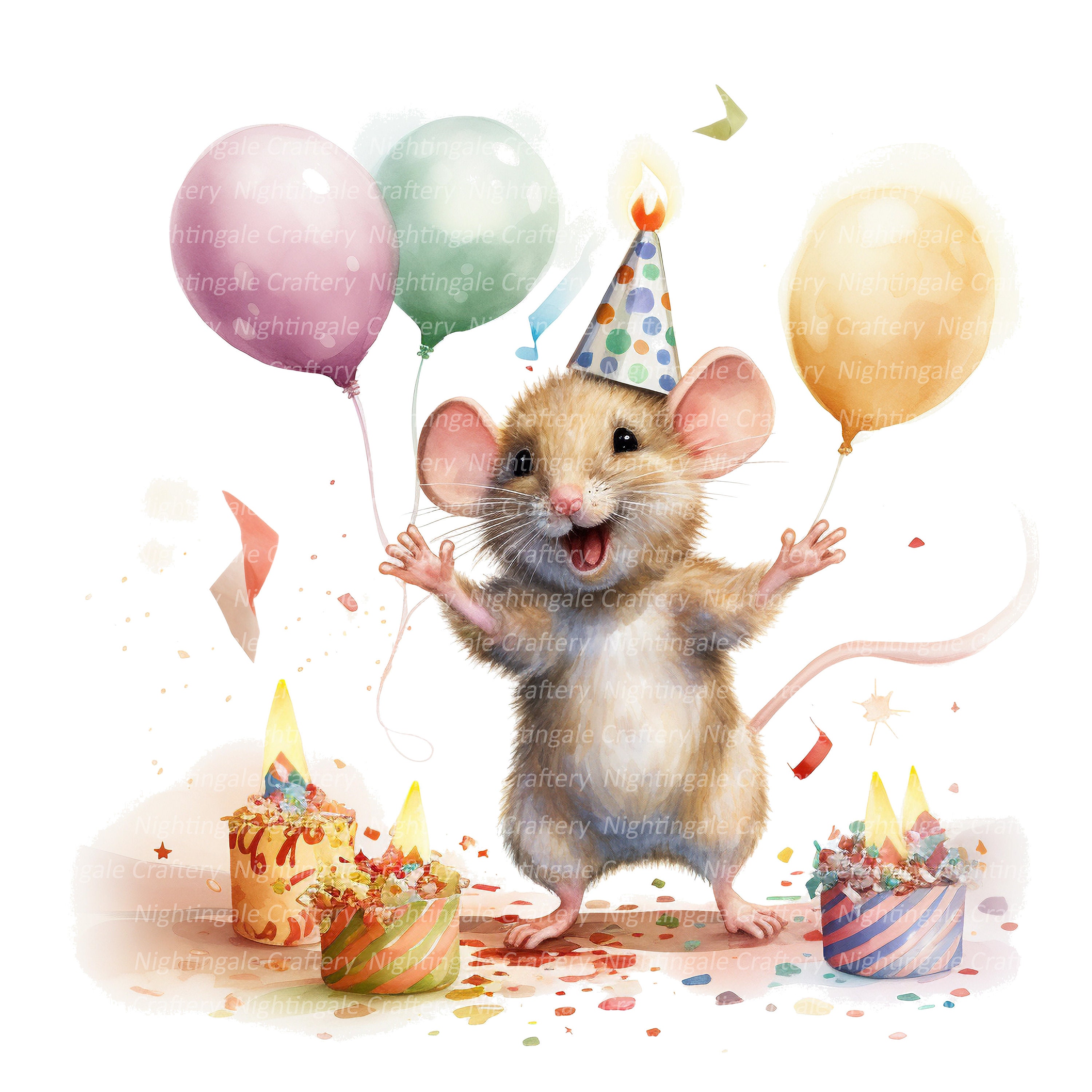 Mouse Party Clipart Printable Watercolor Clipart 10 High - Etsy UK