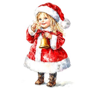 10 Christmas Little Girl Clipart, Snow White, Printable Watercolor ...