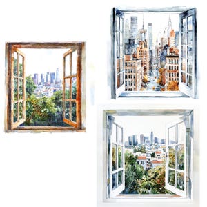 14 Window City View Clipart, Window With City Landscape, Printable ...