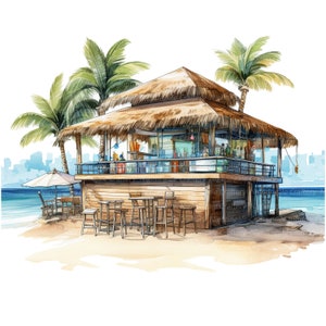14 Tropical Bar Clipart, Beach Bar Clipart, Tropical Beach, Printable ...