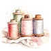 14 Vintage Spools of Thread Clipart, Floral, Printable Watercolor ...