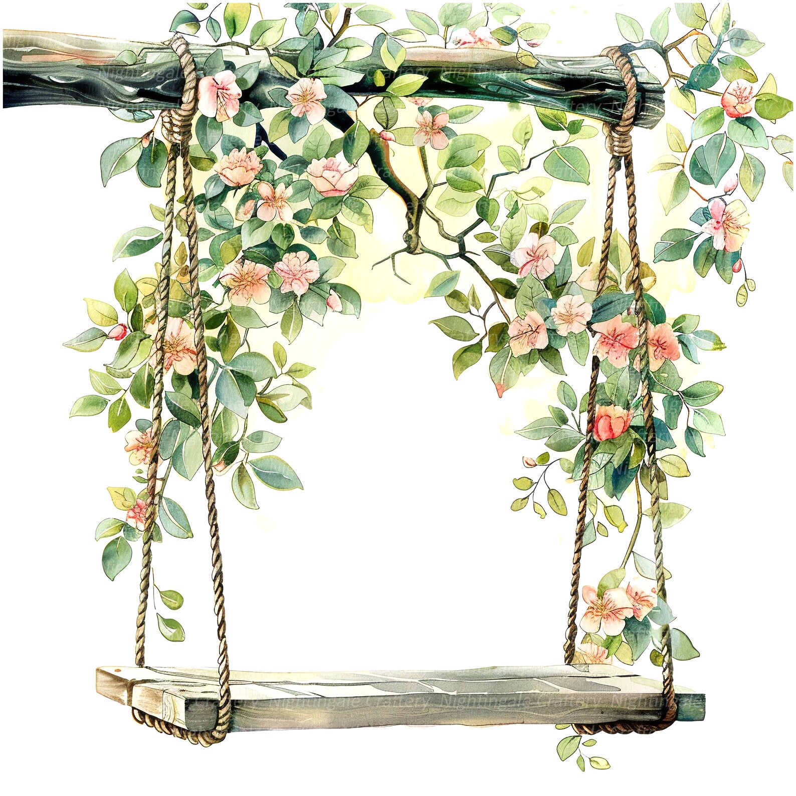 12 Floral Swing Clipart Set 2, Flower Swing, Printable Watercolor ...