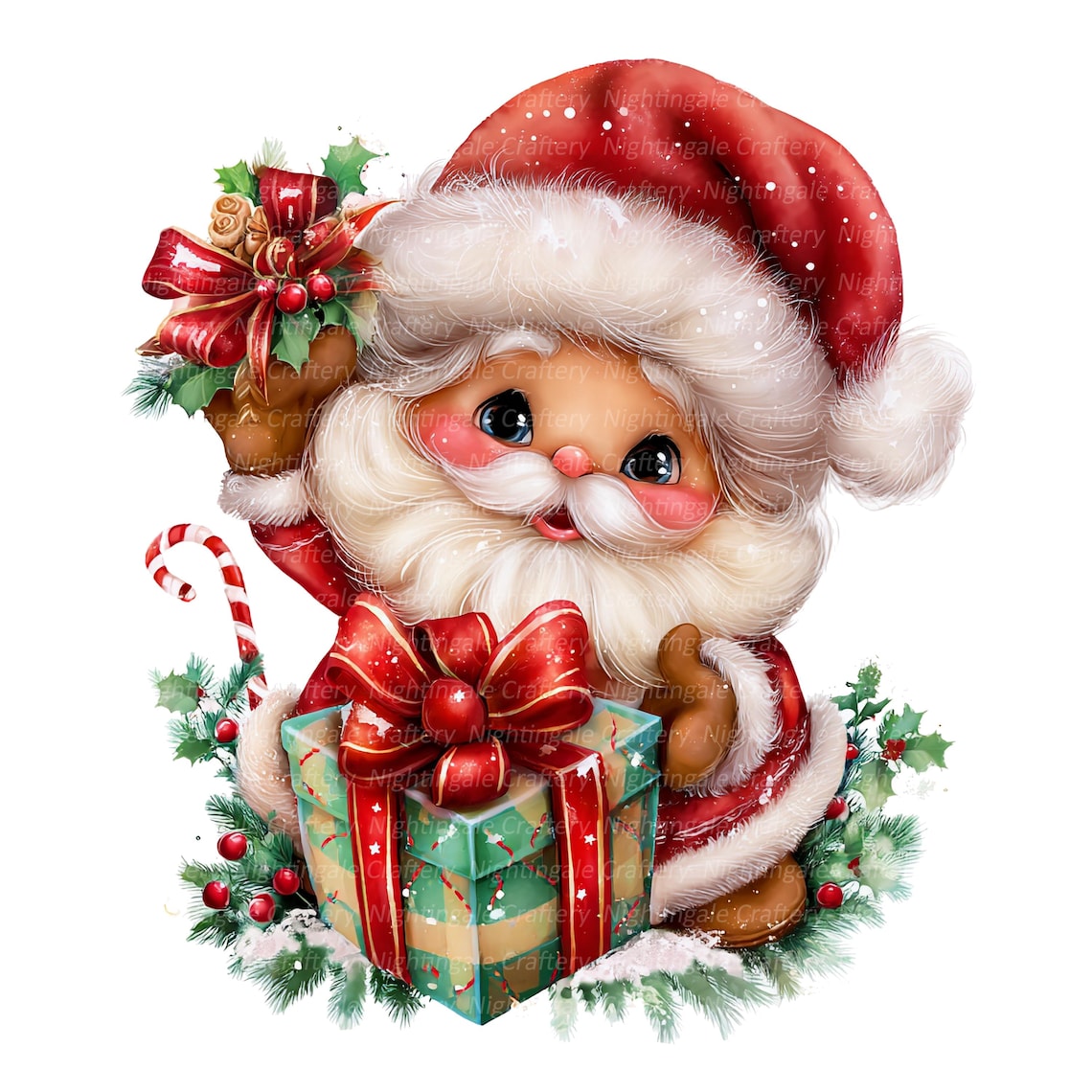10 Christmas Santa Clipart, Santa and Gifts, Printable Watercolor ...