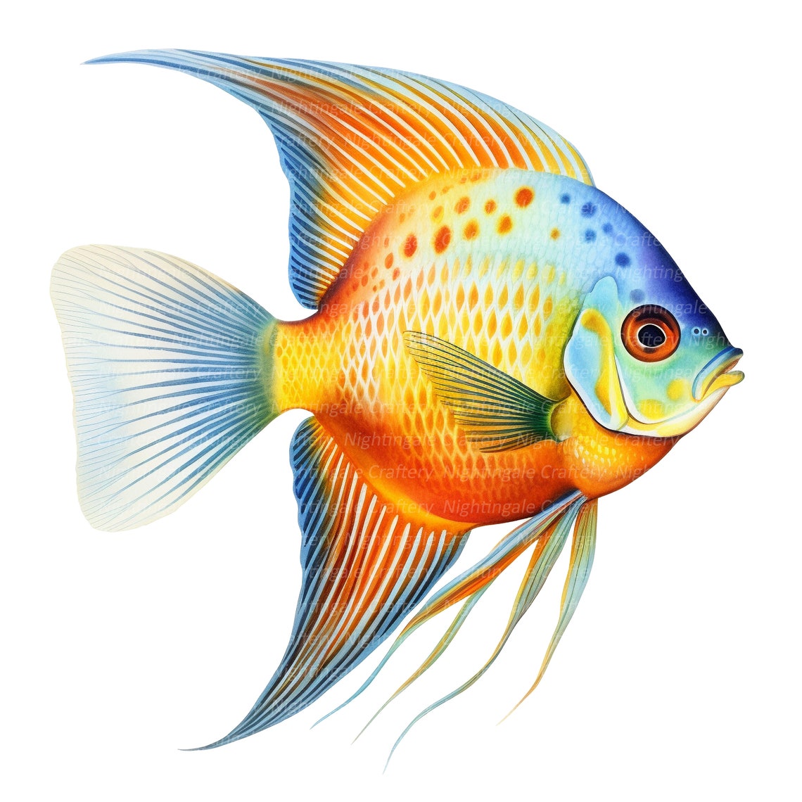 20 Tropical Fish Clipart, Aquarium Fish Clipart, Printable Watercolor ...