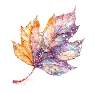 14 Jeweled Autumn Leaves Clipart, Fall Leaves, Printable Watercolor ...