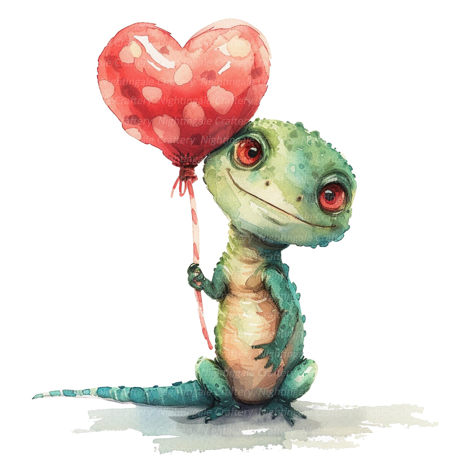 11 Lizard Balloon Clipart, Valentine Card, Printable Watercolor Clipart ...