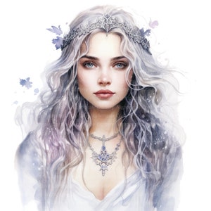 18 Princess With Crone Clipart, Fairy Princesses, Printable Watercolor ...