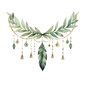 10 Boho Leaves Decor Clipart, Boho Garland, Printable Watercolor ...