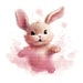 12 Pink Fluffy Bunny Clipart, Rabbit Clipart, Printable Watercolor ...
