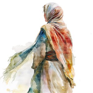 14 Woman in Biblical Times Clipart, Printable Watercolor Clipart, High ...