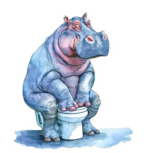 8 Funny Hippo Toilet Clipart, Toilet Clipart, Potty Clipart, Printable ...