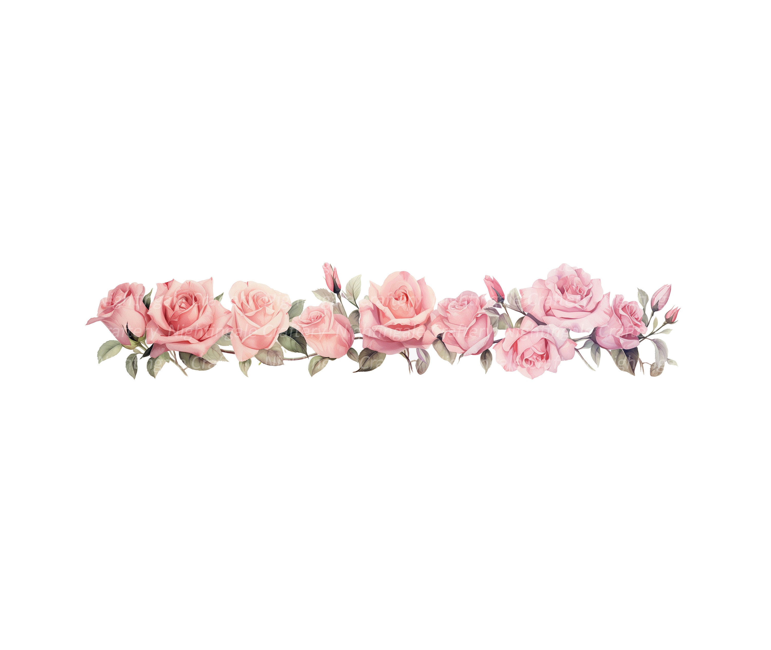 Floral Border Clipart, Roses Border, Digital Clipart, Watercolor ...