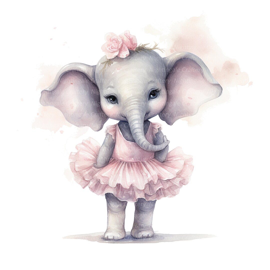 8 Elephant Ballerina Clipart Elephant Baby Printable - Etsy