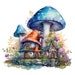 12 Magic Toadstool Fairy House Clipart, Printable Watercolor Clipart ...