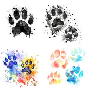 15 Dog Paw Clipart, Paw Print, Cat Paw, Printable Watercolor Clipart ...