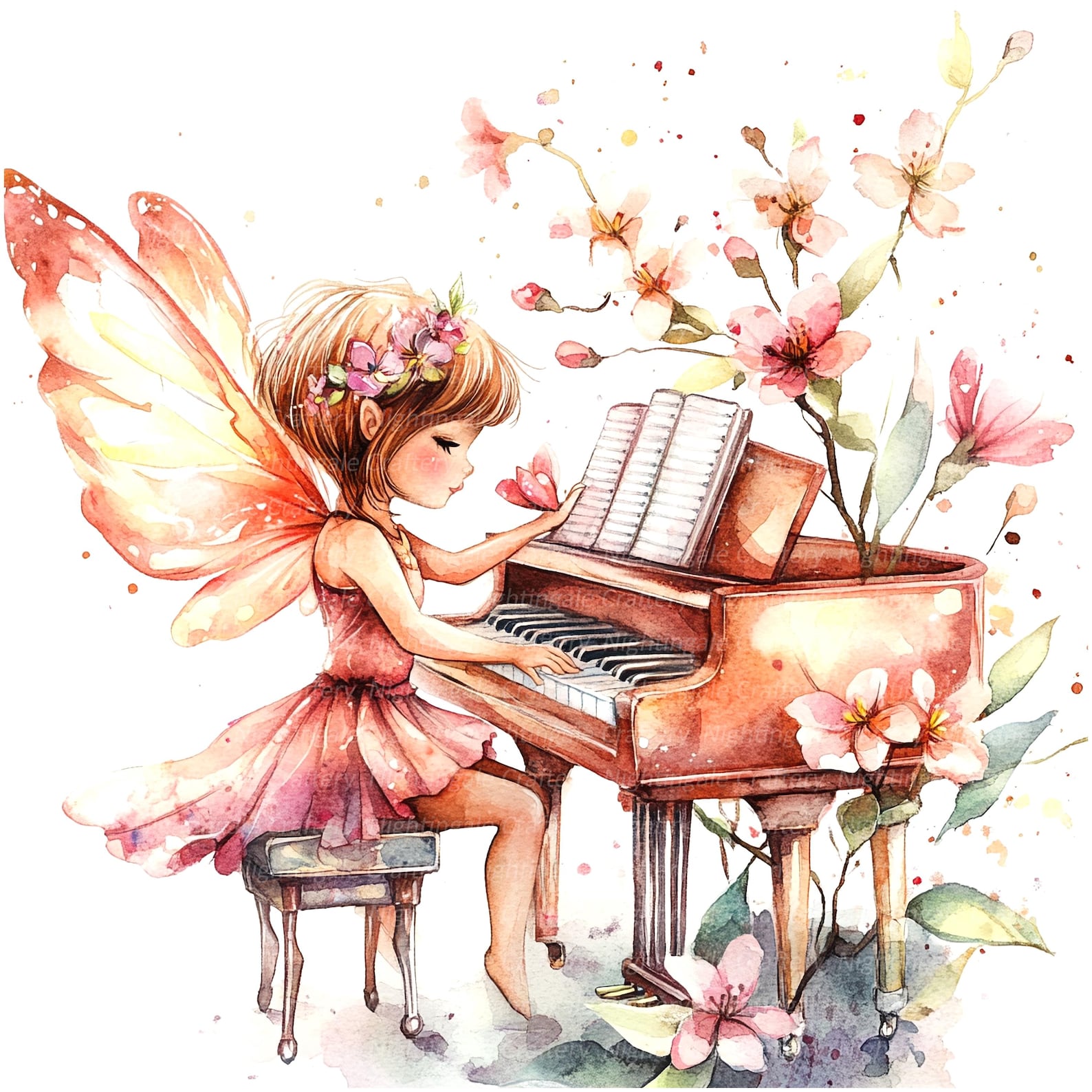 21 PNG Music Fairies Clipart, Floral Fairy Clipart, Printable ...