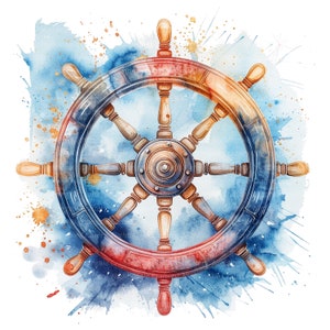 10 Nautical Wheel Clipart, Ship Wheel Clipart, Helm, Digital Clipart ...