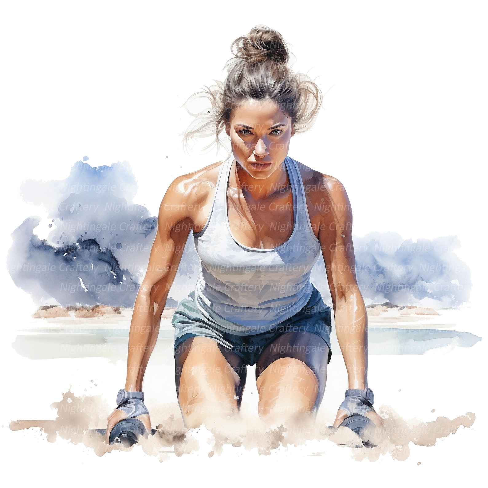 14 Woman Training Clipart, Fitness Clipart, Printable Watercolor ...