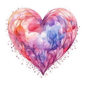 12 Abstract Heart Clipart, Digital Clipart, Watercolor Clipart ...