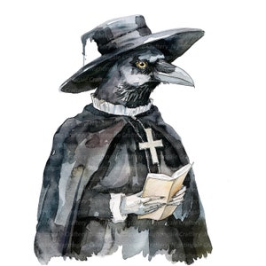 10 Pastor Clipart, Crow Clipart, Cartoon Pastor, Printable Watercolor ...