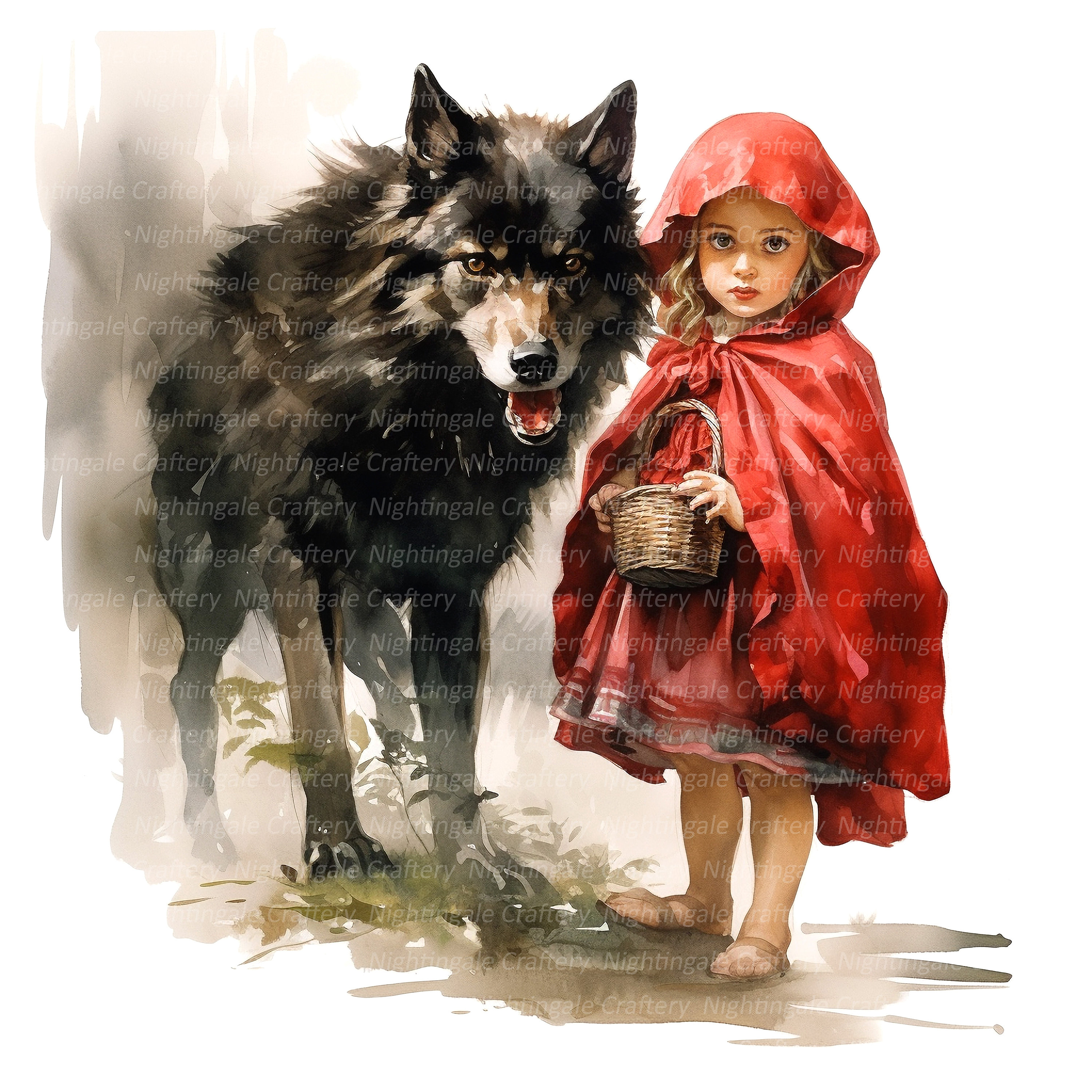 10 Little Red Riding Hood Clipart Girl and Wolf Printable - Etsy