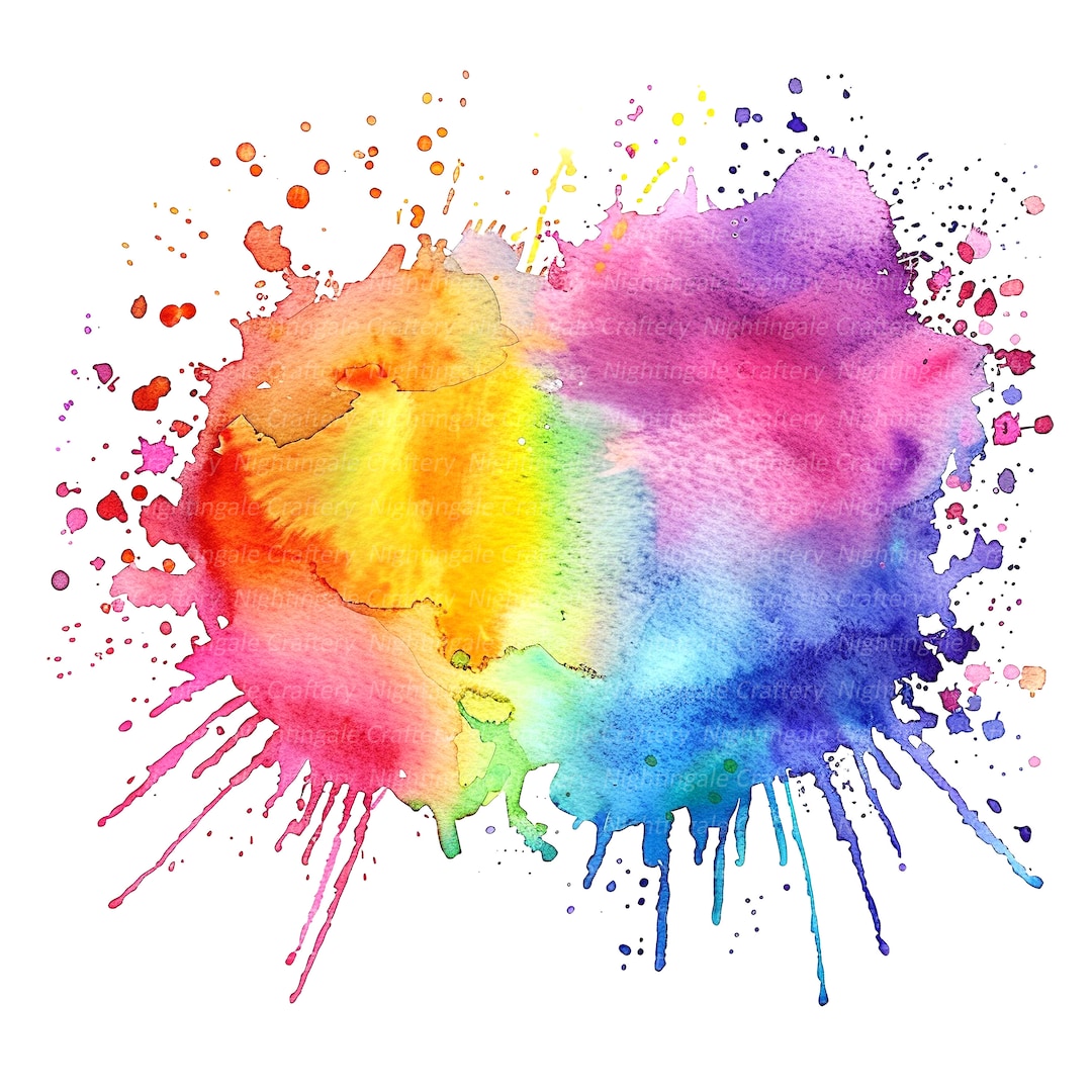 14 Color Splash Clipart, Paint Splash Coloured, Printable Watercolor ...