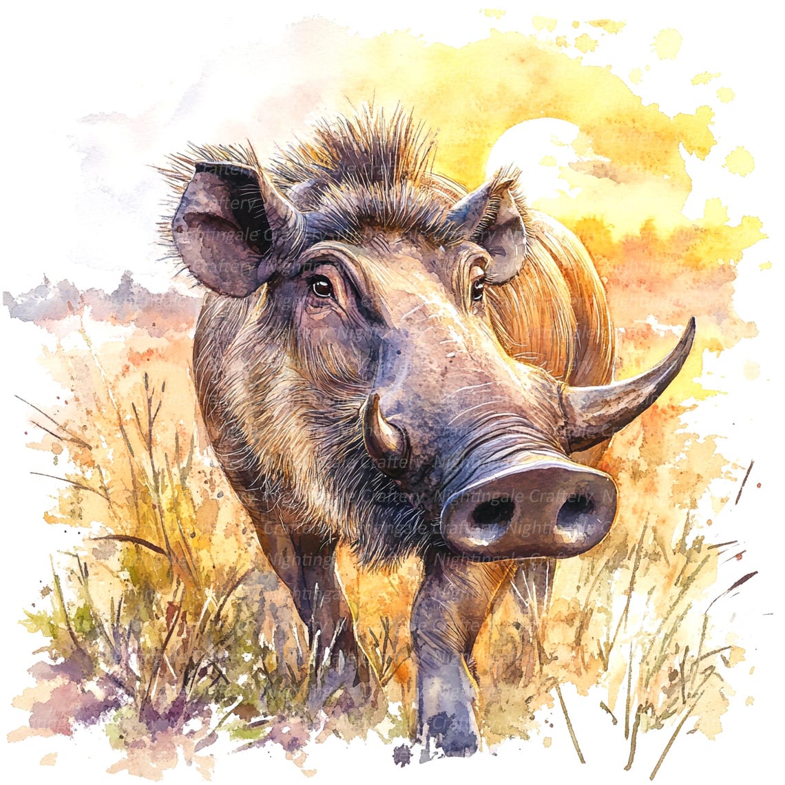 10 Warthog Clipart, Watercolor Warthog, Printable Watercolor Clipart ...