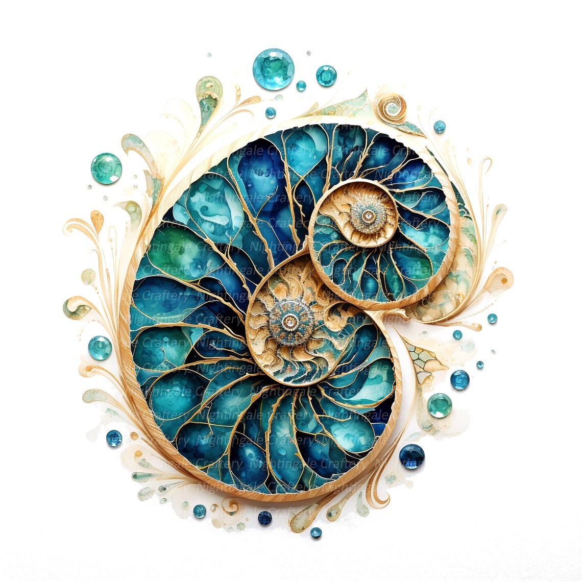 12 Abstract Paua Shells Clipart, Spiral Shells, Printable Watercolor ...