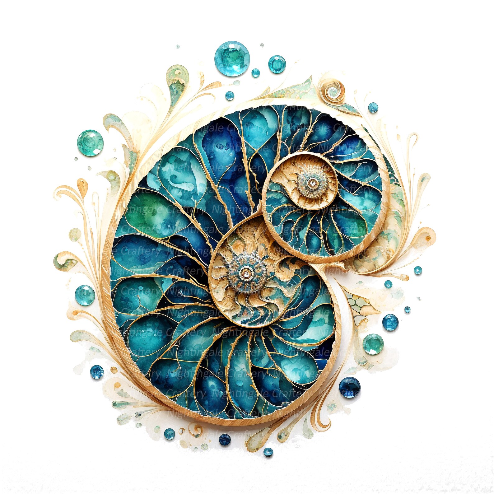 12 Abstract Paua Shells Clipart, Spiral Shells, Printable Watercolor ...