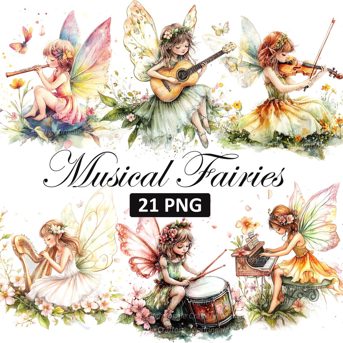 21 PNG Music Fairies Clipart, Floral Fairy Clipart, Printable ...