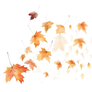 12 Falling Autumn Leaves Clipart, Fall Leaves, Printable Watercolor ...