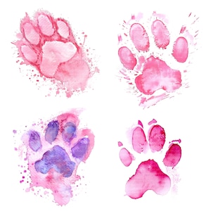 15 Dog Paw Clipart, Paw Print, Cat Paw, Printable Watercolor Clipart ...