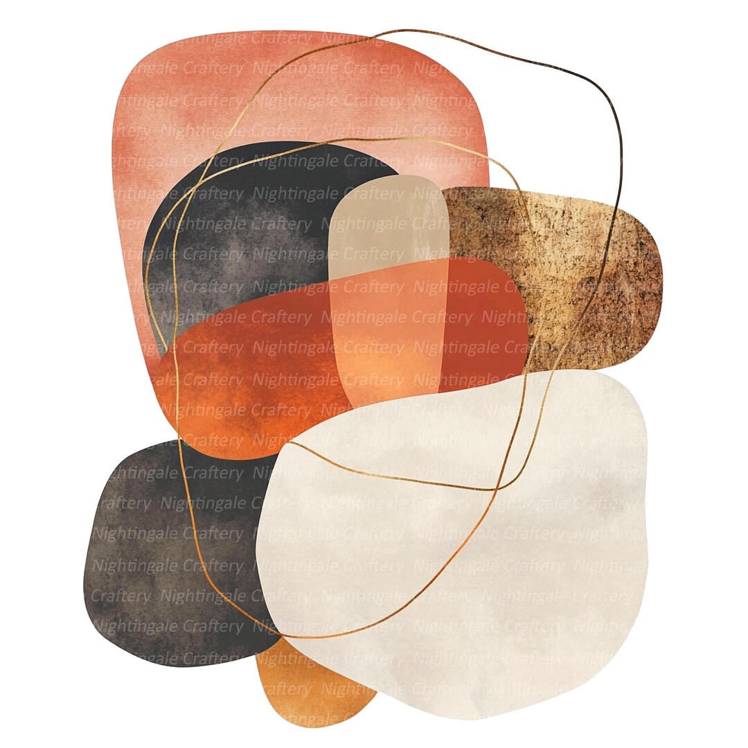 9 Abstract Boho Clipart, Abstract Wall Art, Printable Watercolor ...