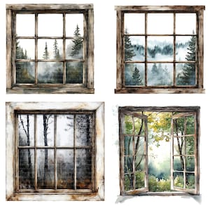 16 Window Forest View Clipart, Window to Forest Clipart, Printable ...