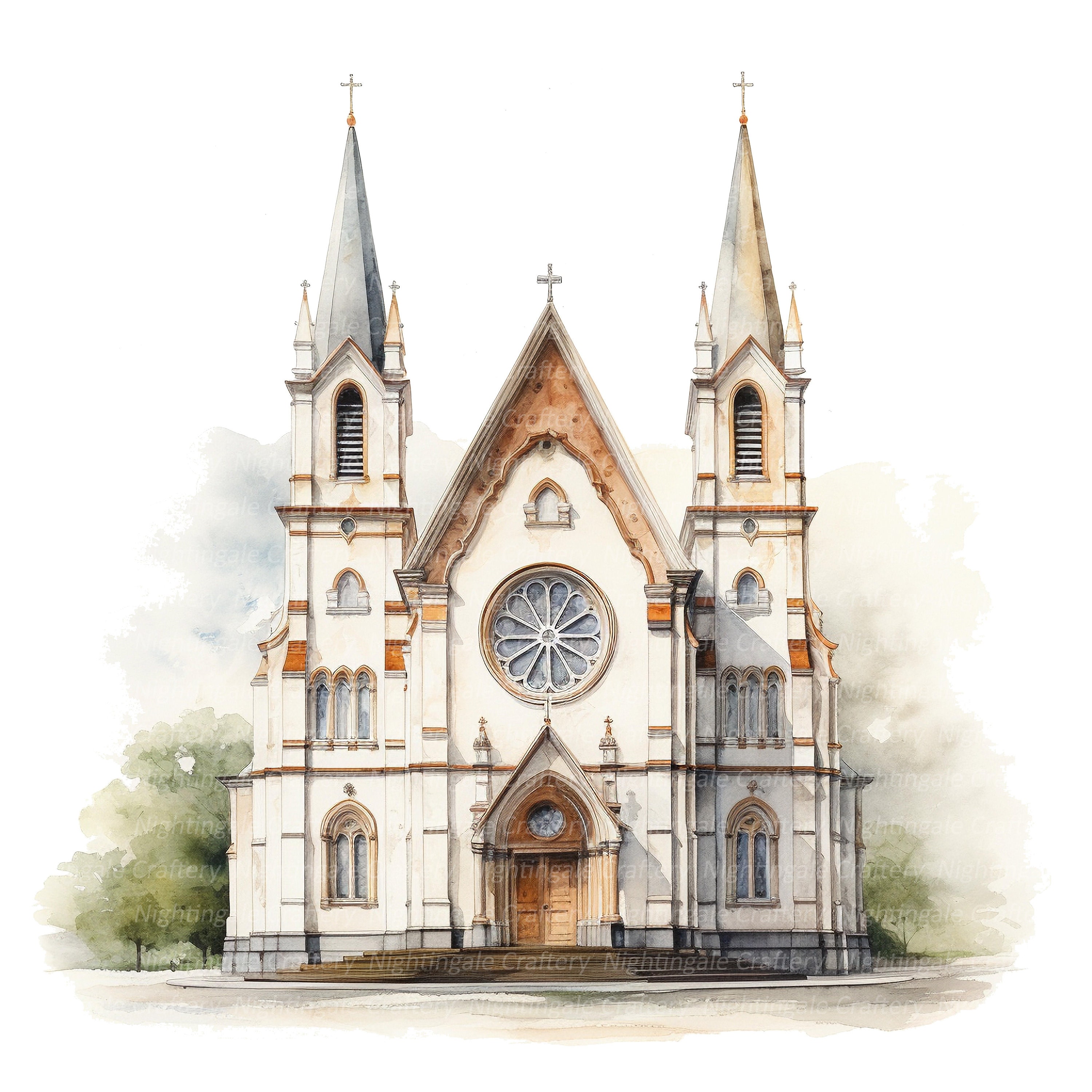 16 Church Clipart, Old Chapel, Printable Watercolor Clipart, High ...