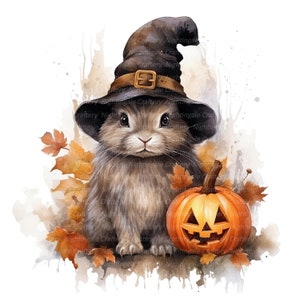 14 Halloween Bunny Clipart, Halloween Rabbit, Printable Watercolor ...