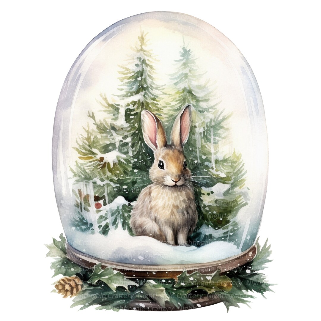 11 Bunny Christmas Snow Globe Clipart, Christmas Snowglobe, Christmas ...