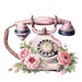 8 Vintage Floral Phone Clipart, Retro Telephone, Printable Watercolor ...