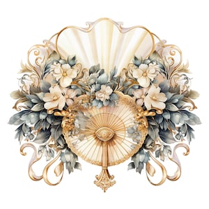 10 Luxury Hand Fan Clipart, Vintage Hand Fan, Printable Watercolor ...